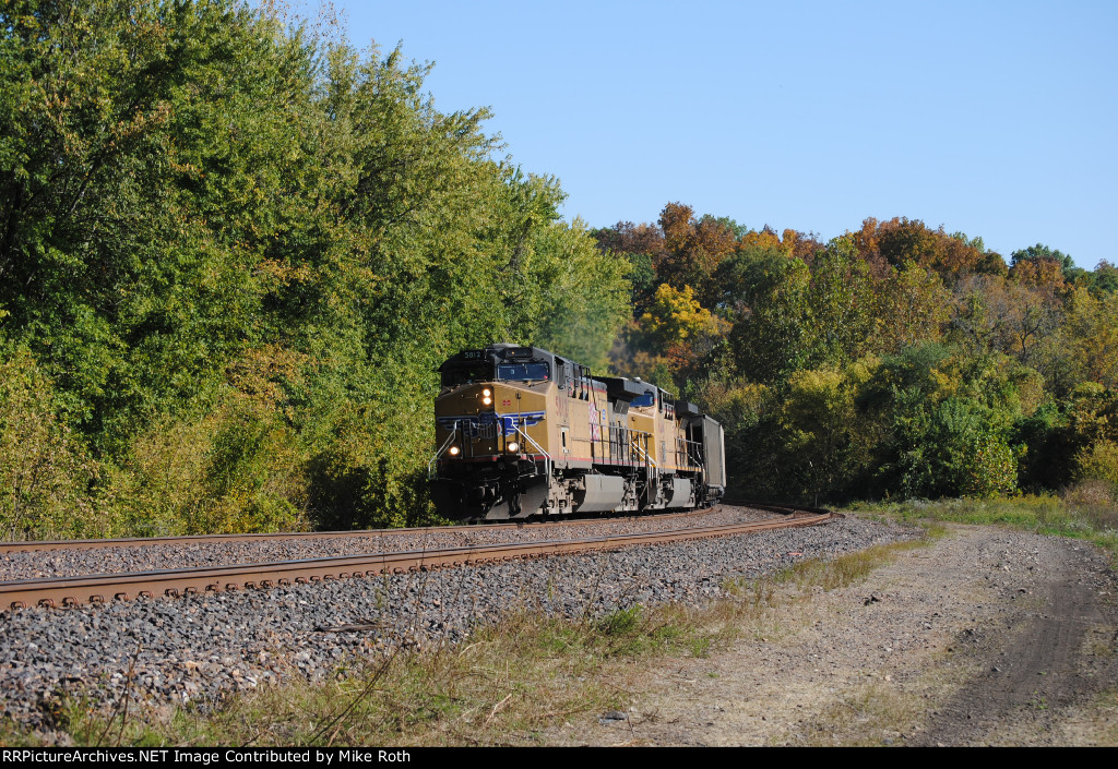 UP 5614 with westbound hoppers.